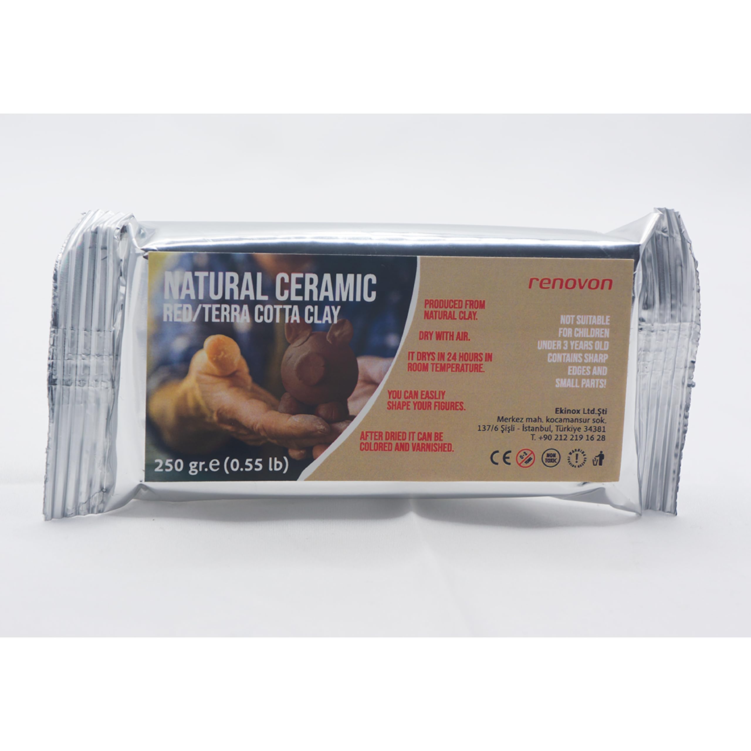 RENOVON Seramik KİL Hamuru, KIRMIZI Terra/Cotta 250 gr Fırınlamaya ...