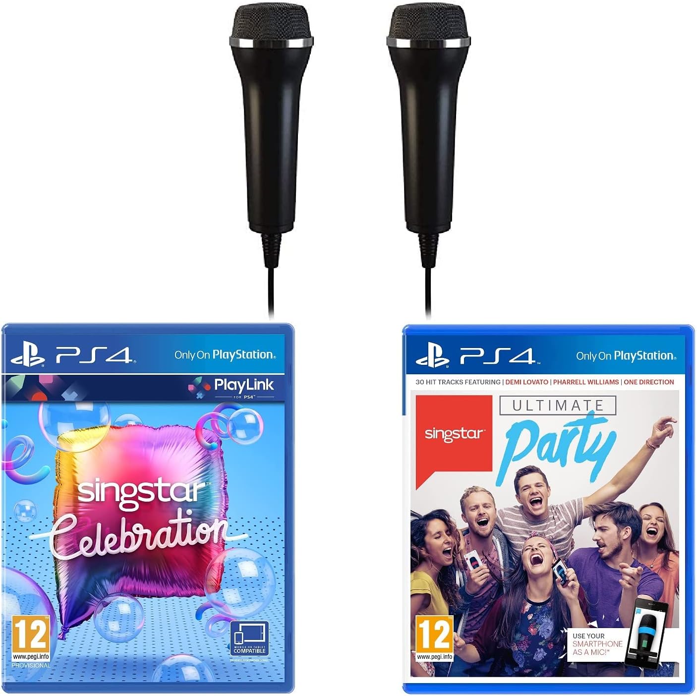 Singstar Ultimate Party + Celebration + 2 Microphones Bundle PS4 ...