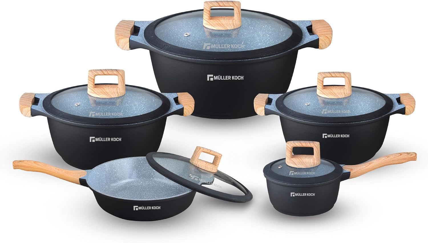Müller Koch Cookware Set - German Nonstick Coating - PFOA Free ...