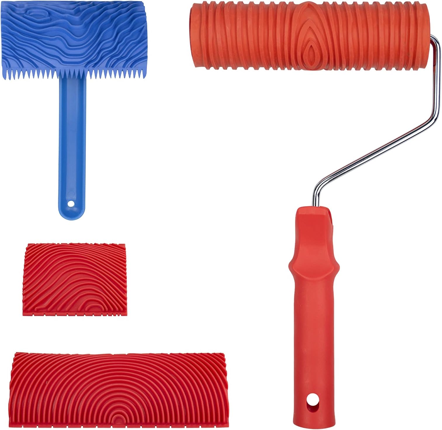 4Pcs Wood Graining Painting Tool, MOTASOM Rubber Empaistic Wood Texture ...