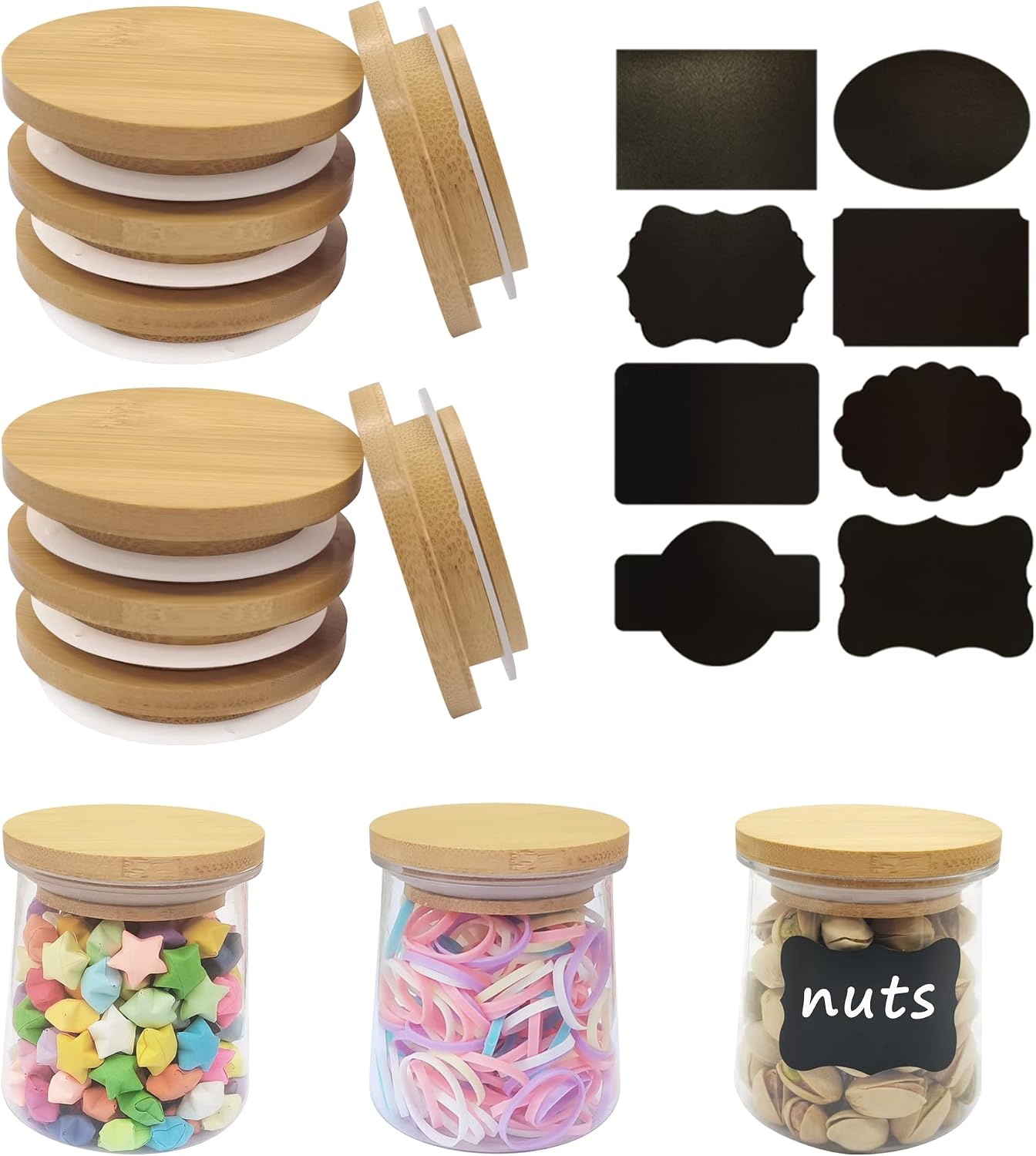 Amazon.com: BFCAYQE Oui Yogurt Jar Lids - 8 Pack Bamboo Jar Lids Set ...