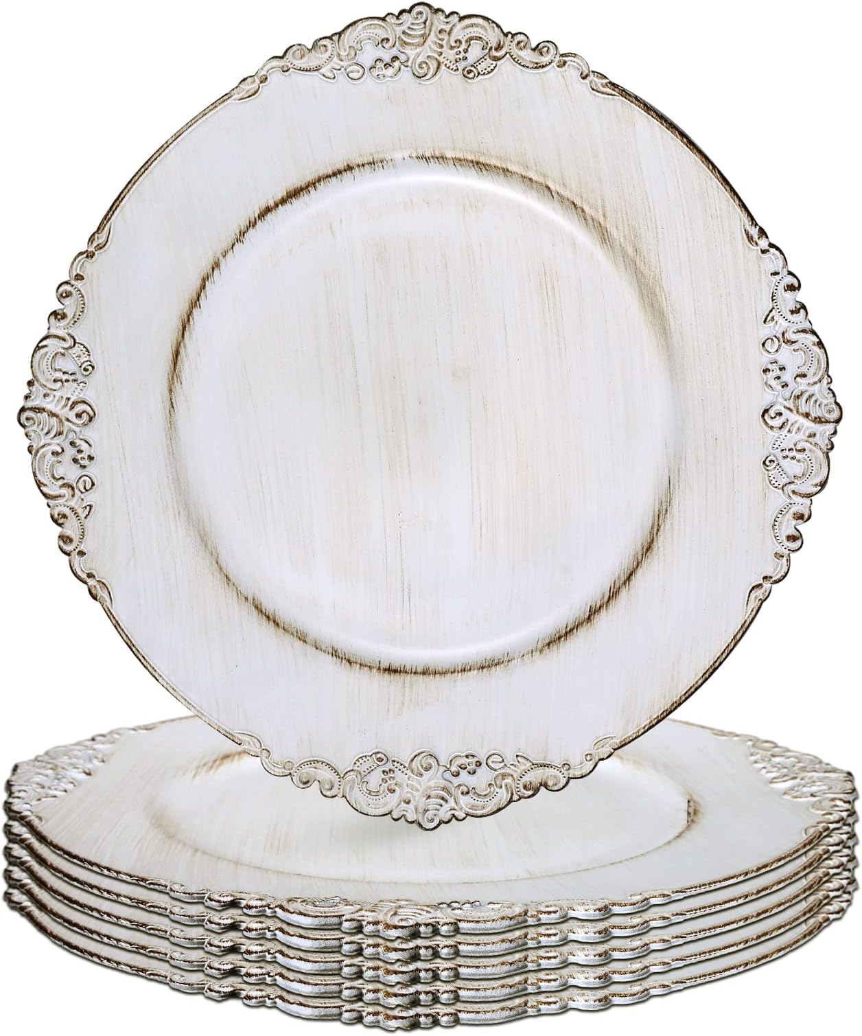 Amazon.com | Tiger Chef 24-Piece 13-inch Royal Antiqued White Round ...