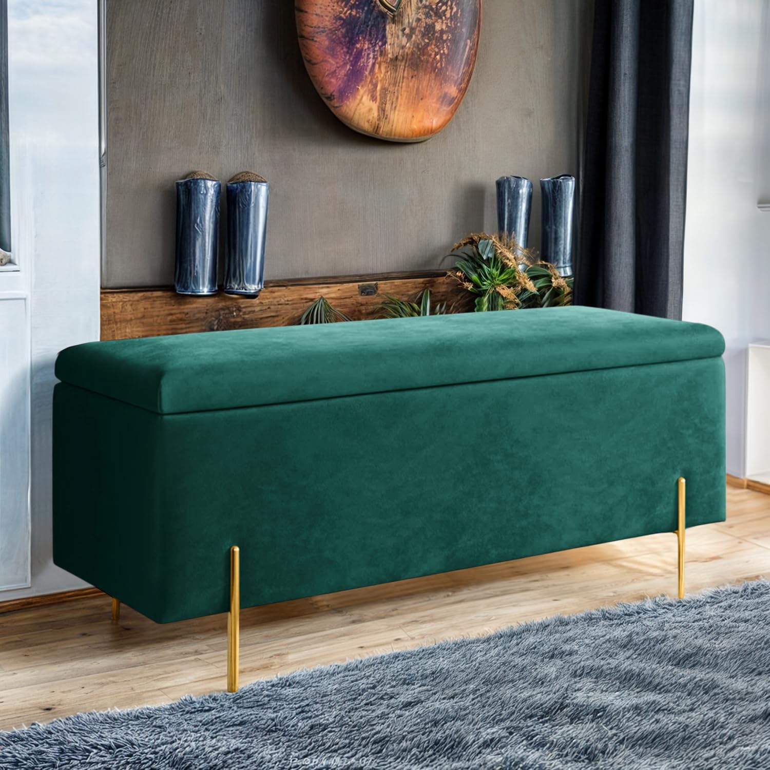 Harveys Living Ottoman Storage Box - Engineered Wood Luxurious Plain ...