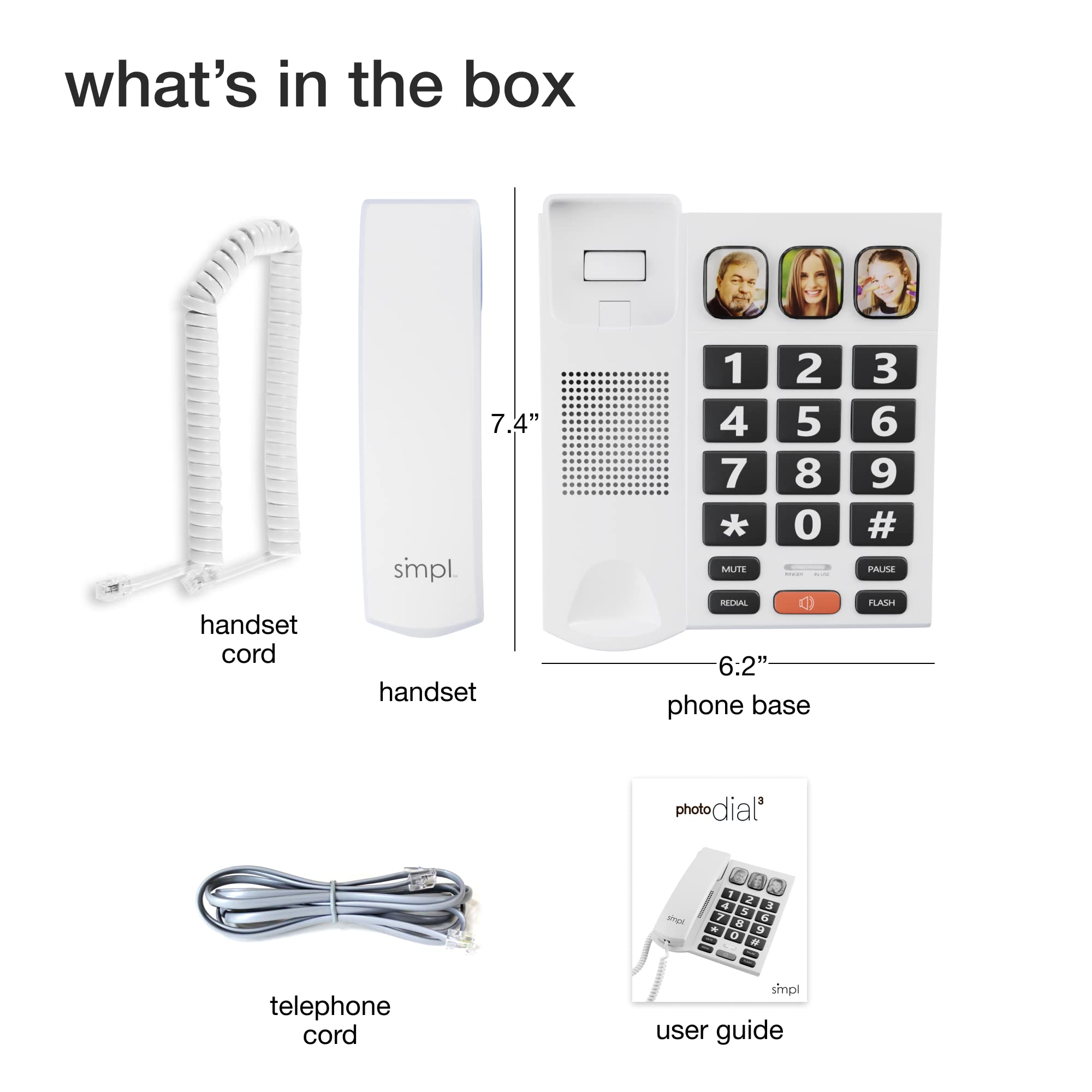 Snapklik.com : SMPL Big Button Phone For Seniors, Simple Corded ...