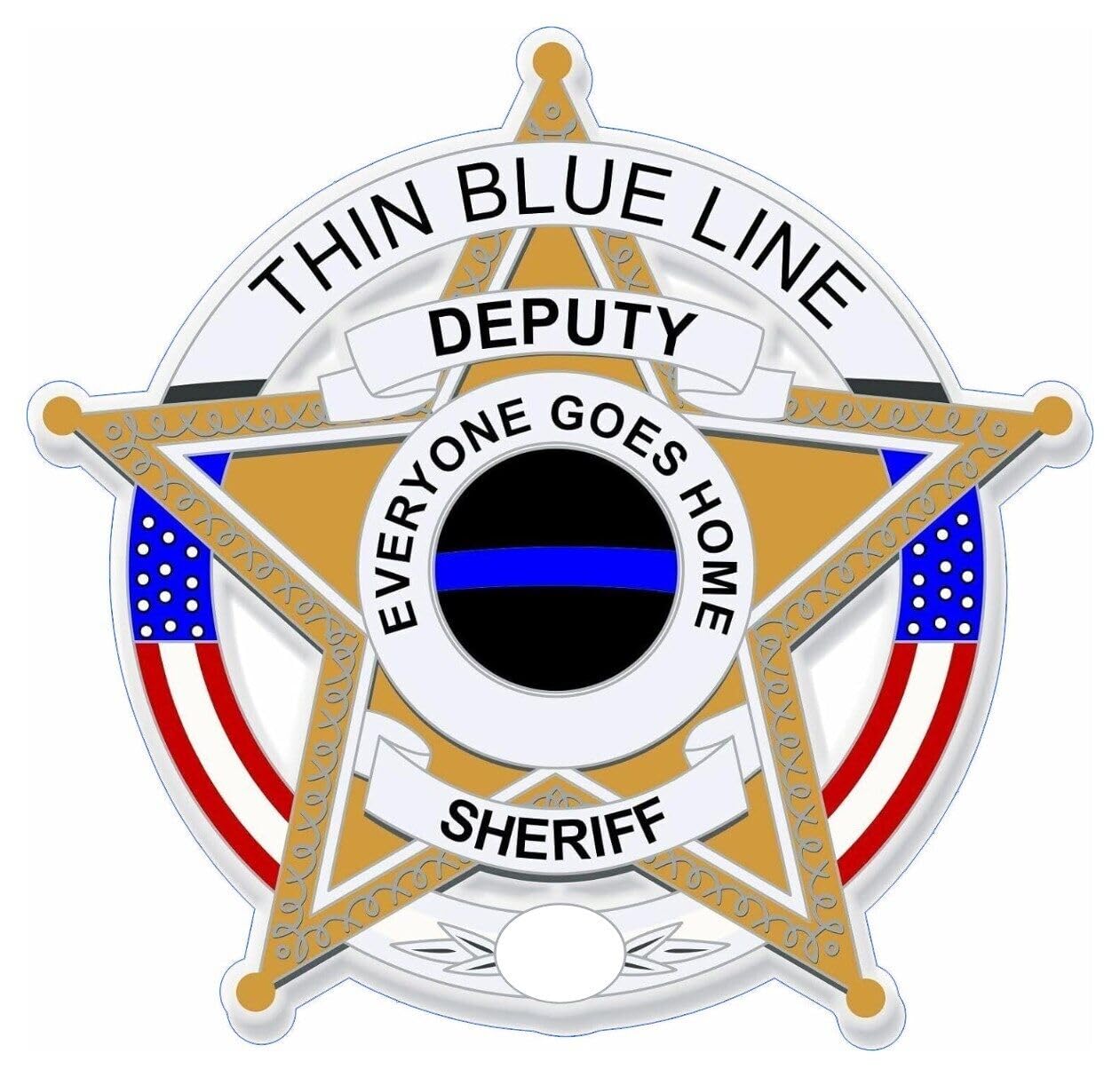 Amazon.com - Thin Blue Line Everyone Goes Home Deputy Sheriff Sticker ...