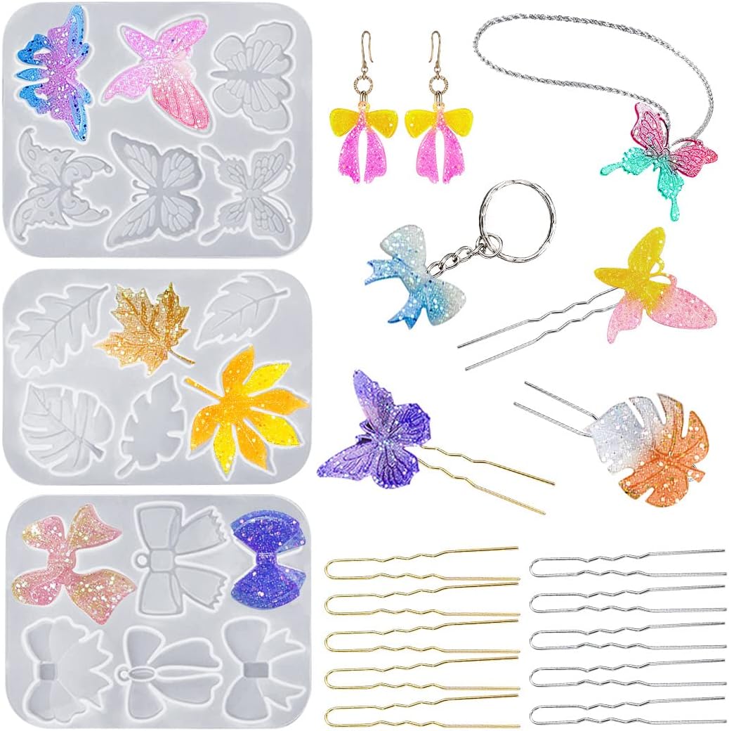 Amazon.com: DIYBravo 13 pcs Silicone Resin Molds Hair Pin, Barrettes ...