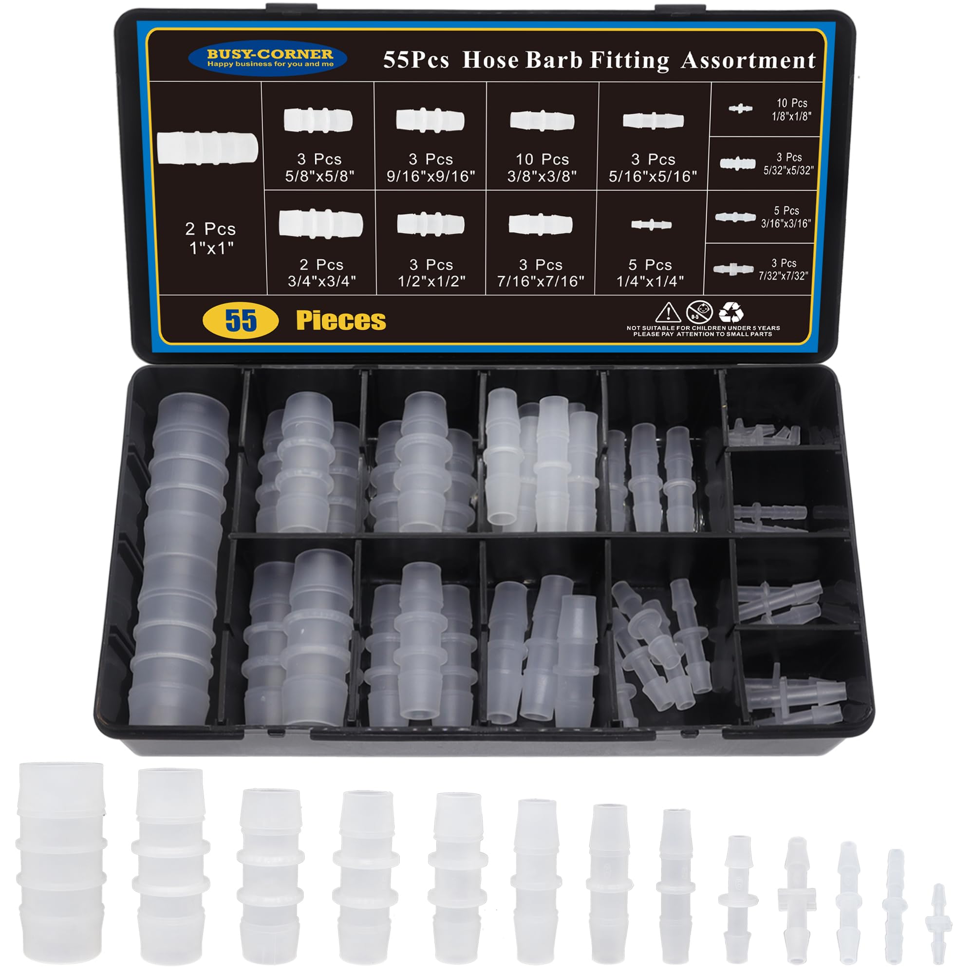 Amazon.com: 55Pcs 13 Sizes Hose Barb Fittings Kit, Pipe Connector Joint ...