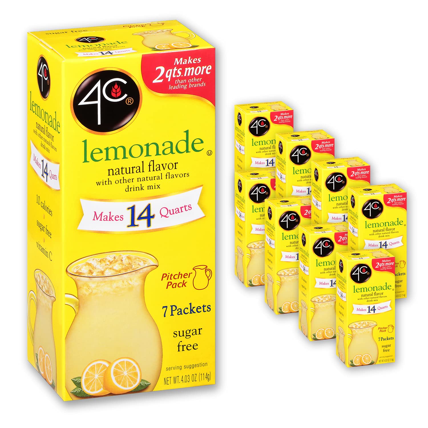 Amazon.com : 4C Powder Drink Mix, Sugar Free Pitcher Packs, Refreshing ...