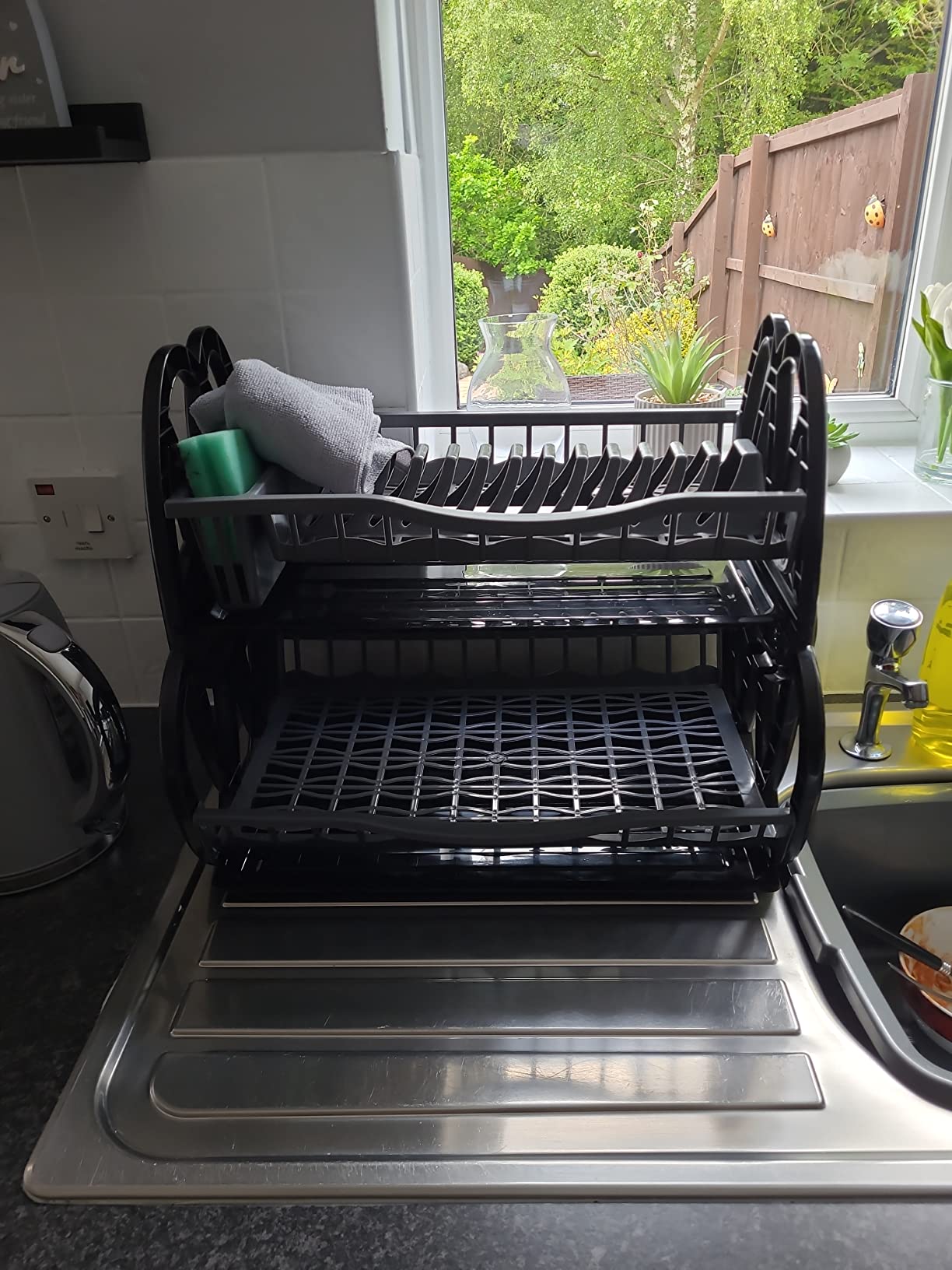 Best House Asude Double Plastic Dish Rack, 2 Tier Double Dish Drainer ...