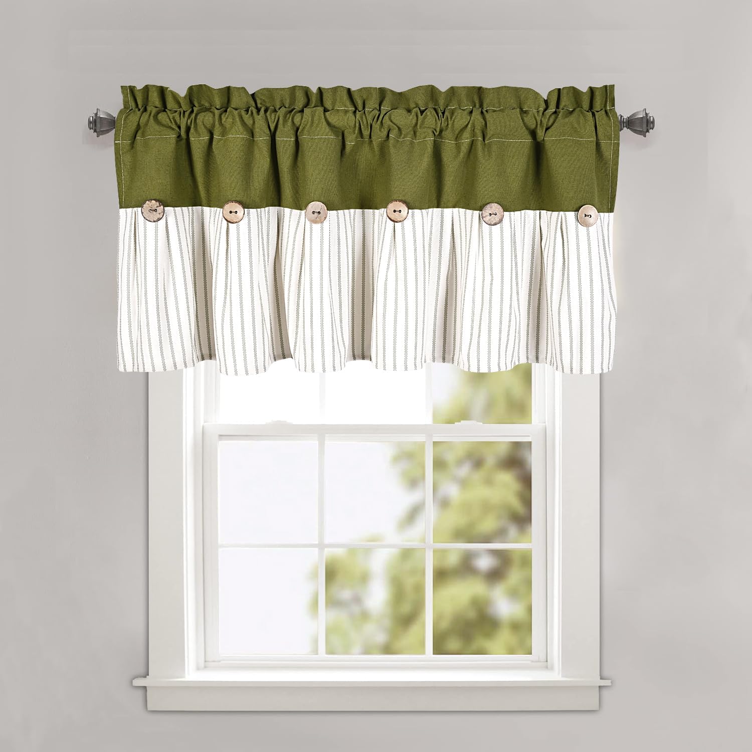 Amazon.com: DOSLY IDÉES Farmhouse Rustic Green Cotton Blend Valance ...