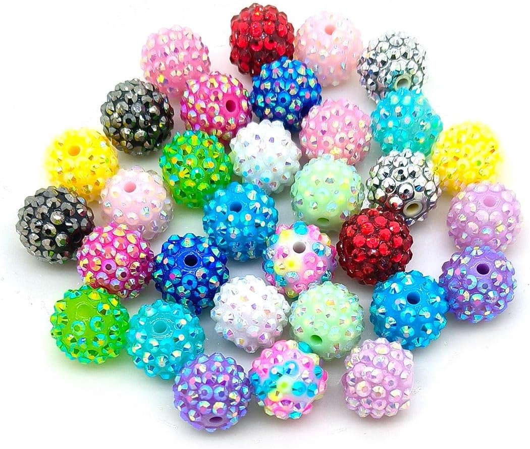 Amazon.com: BERMRO 16mm Acrylic Beads Ab Color Beads Round Space Beads ...