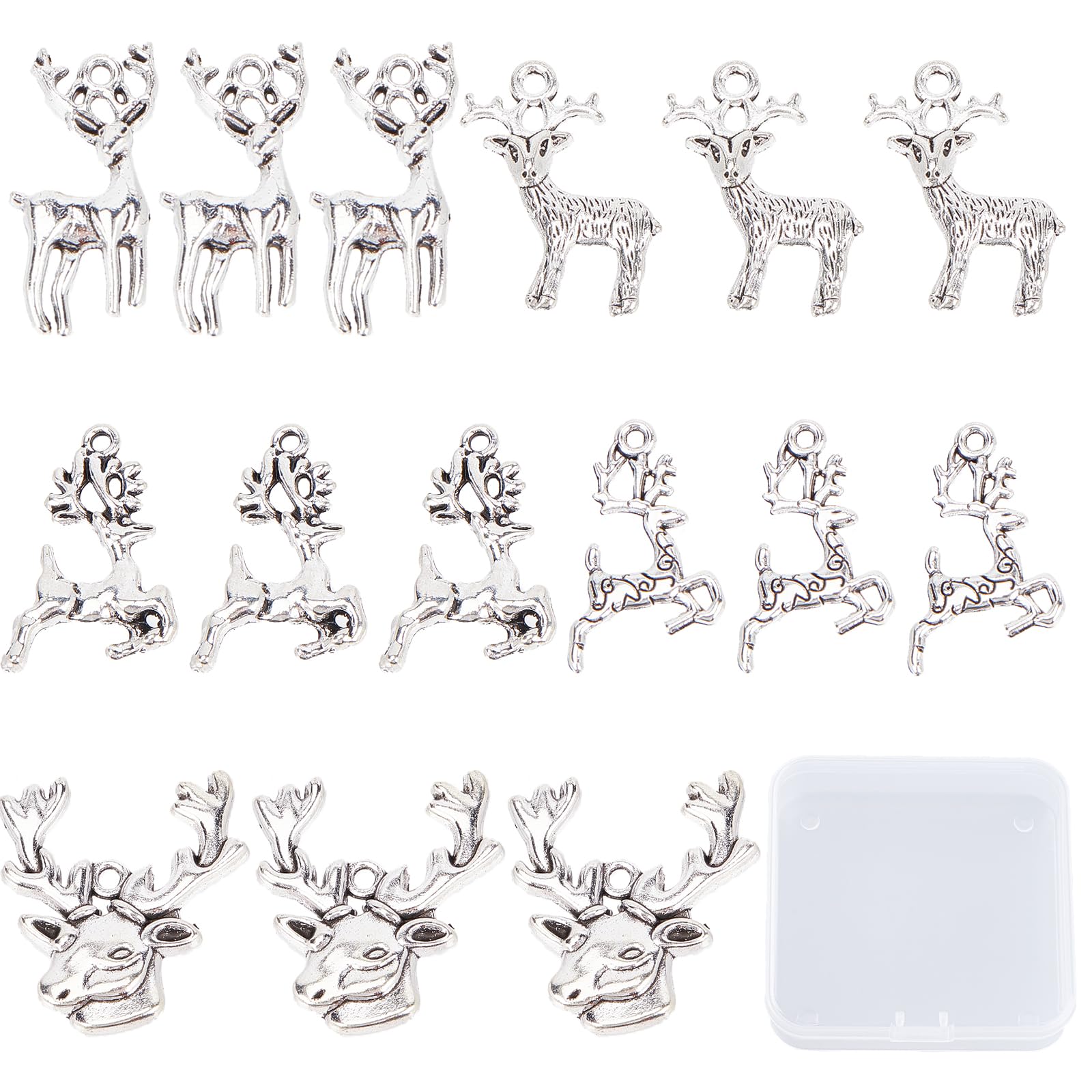 Amazon.com: SUNNYCLUE 1 Box 50Pcs Deer Charms Christmas Antique Silver ...