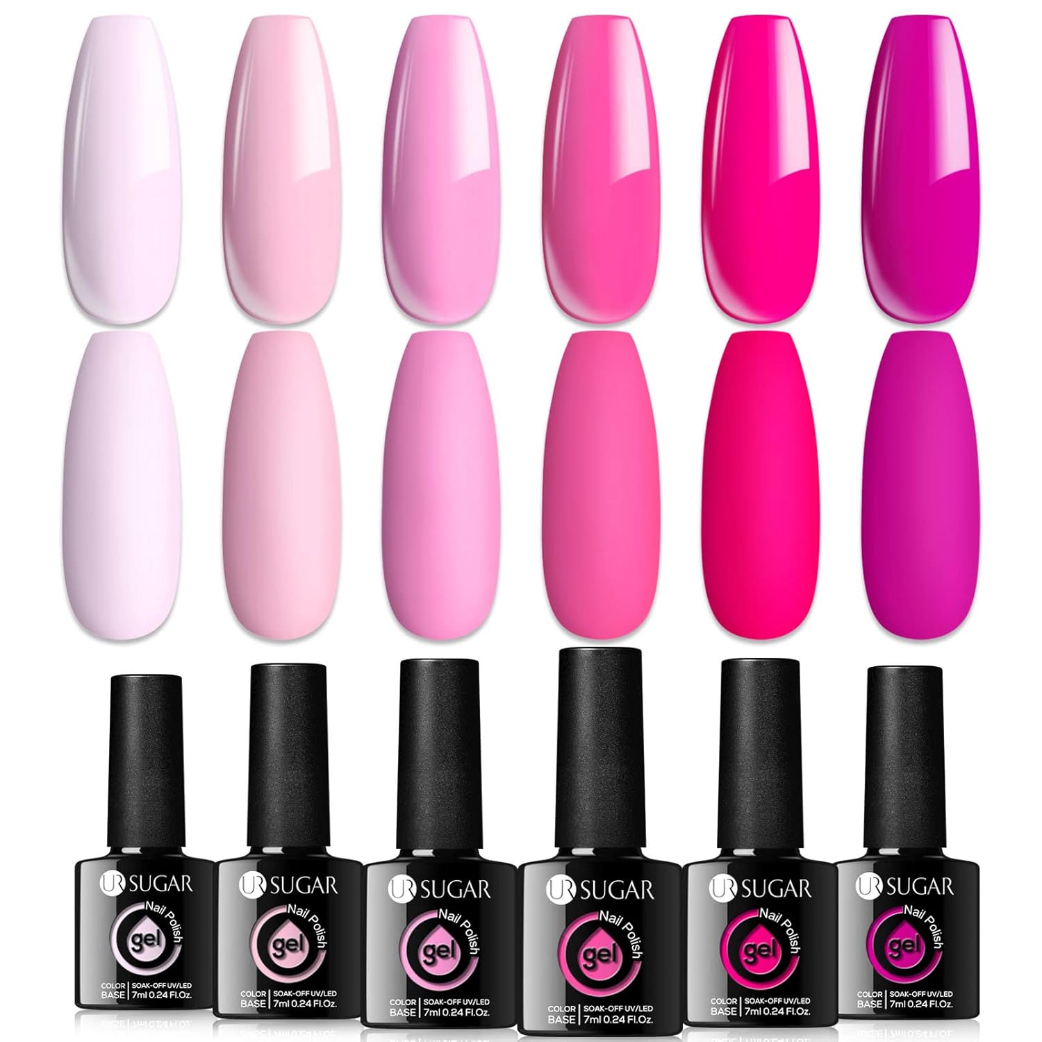 Amazon.com : UR SUGAR Pink Gel Nail Polish Set, 6 Colors Valentine's ...