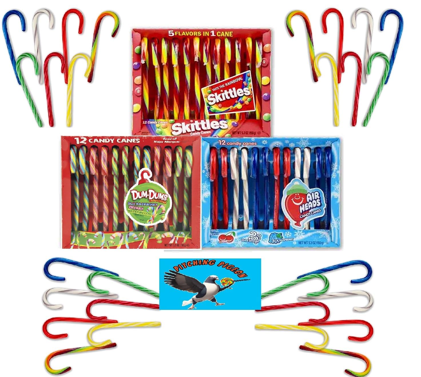 Amazon.com: Dum Dums, Air Heads and Skittles Candy Canes 36 Count Total ...