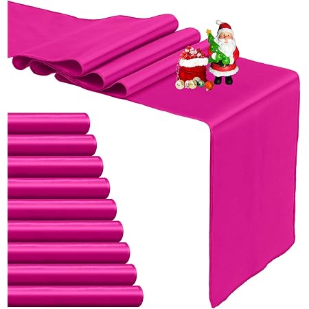 Amazon.com: Horbaunal 12 Pack Hot Pink Satin Table Runner 12 x 108 Inch ...