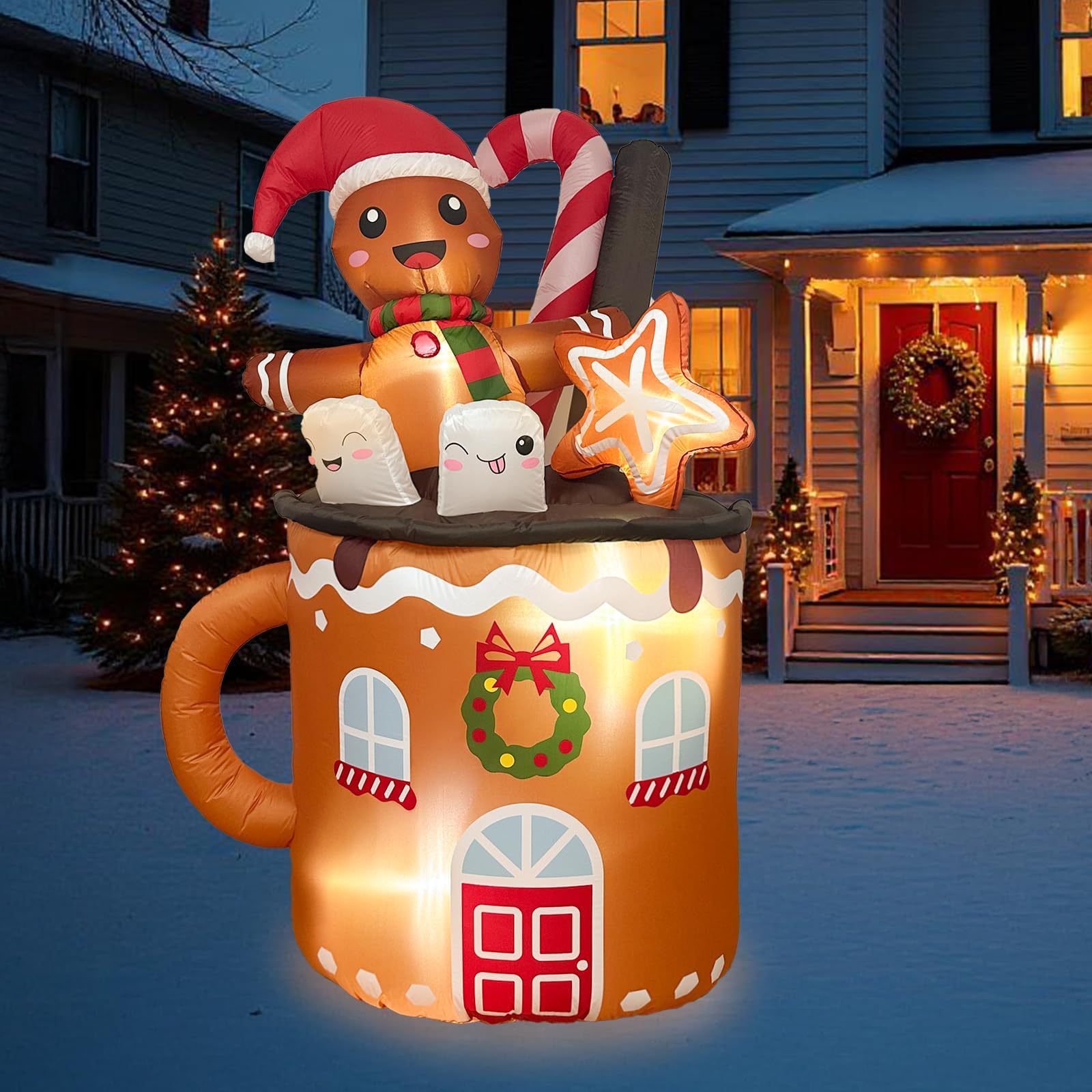 Amazon.com: Outsunny 7FT Christmas Inflatable Gingerbread House, Giant ...