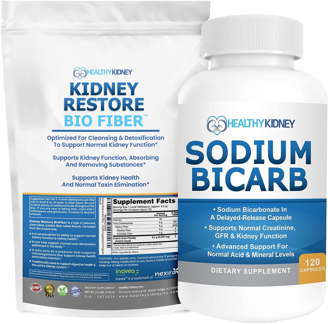 Amazon.com: Kidney Restore Bio Fiber & Sodium Bicarb 2-Pack Bundle for ...