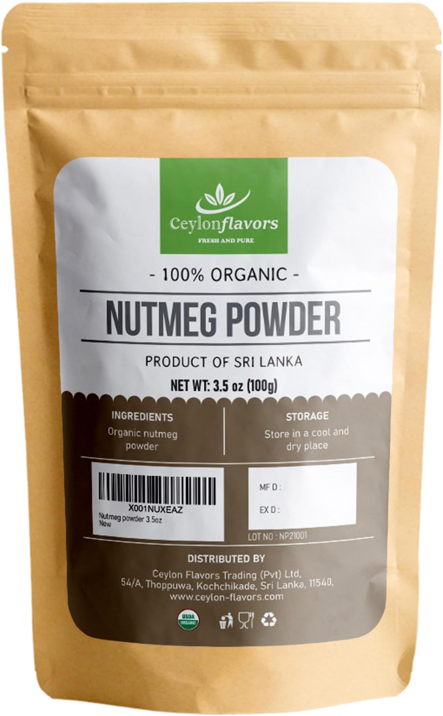 Amazon.com : Spicy World Nutmeg Powder 3.5 Ounce Bag (100g) - Premium ...