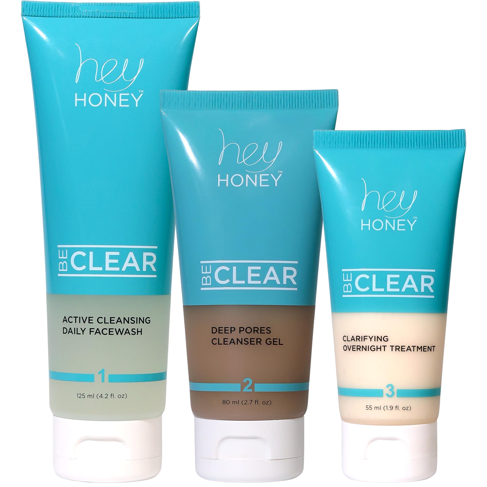 Amazon.com : Hey Honey Skincare Be Clear 3-Step Acne Clearing Kit ...