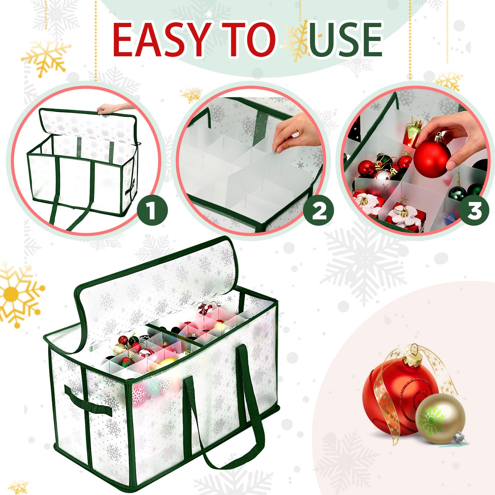 Paterr 2 Pack Christmas Ornament Storage Box Plastic Christmas ...