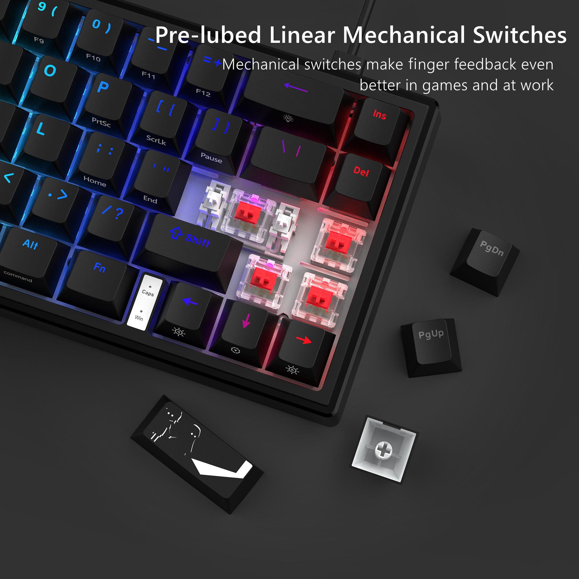 Snapklik.com : V-K66 60% Percent Keyboard, Mechanical Gaming Keyboard Gasket Mounted, Wired LED ...