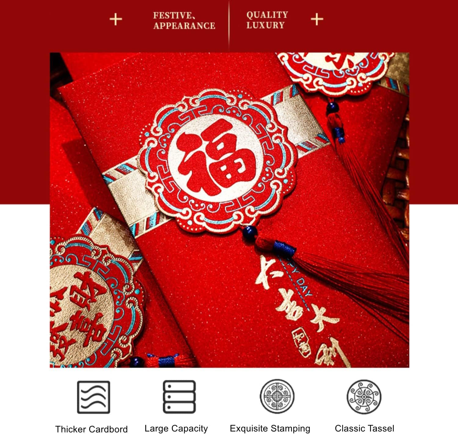 Money Envelopes For Cash 72pcs Chinese New Year Red Envelopes (Hong Bao ...