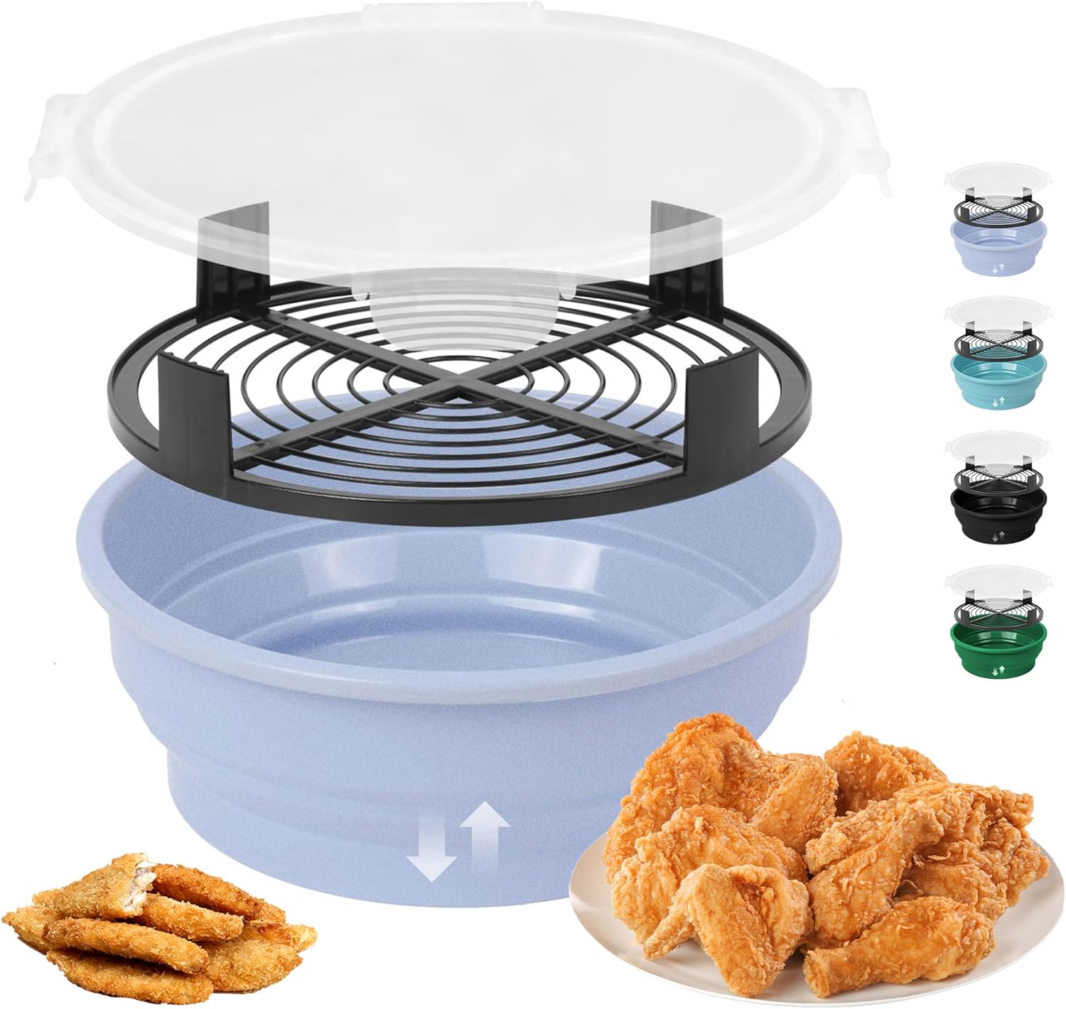 Amazon.com: Collapsible Batter Bowl with Lid, No Mess Muticolor Breader ...