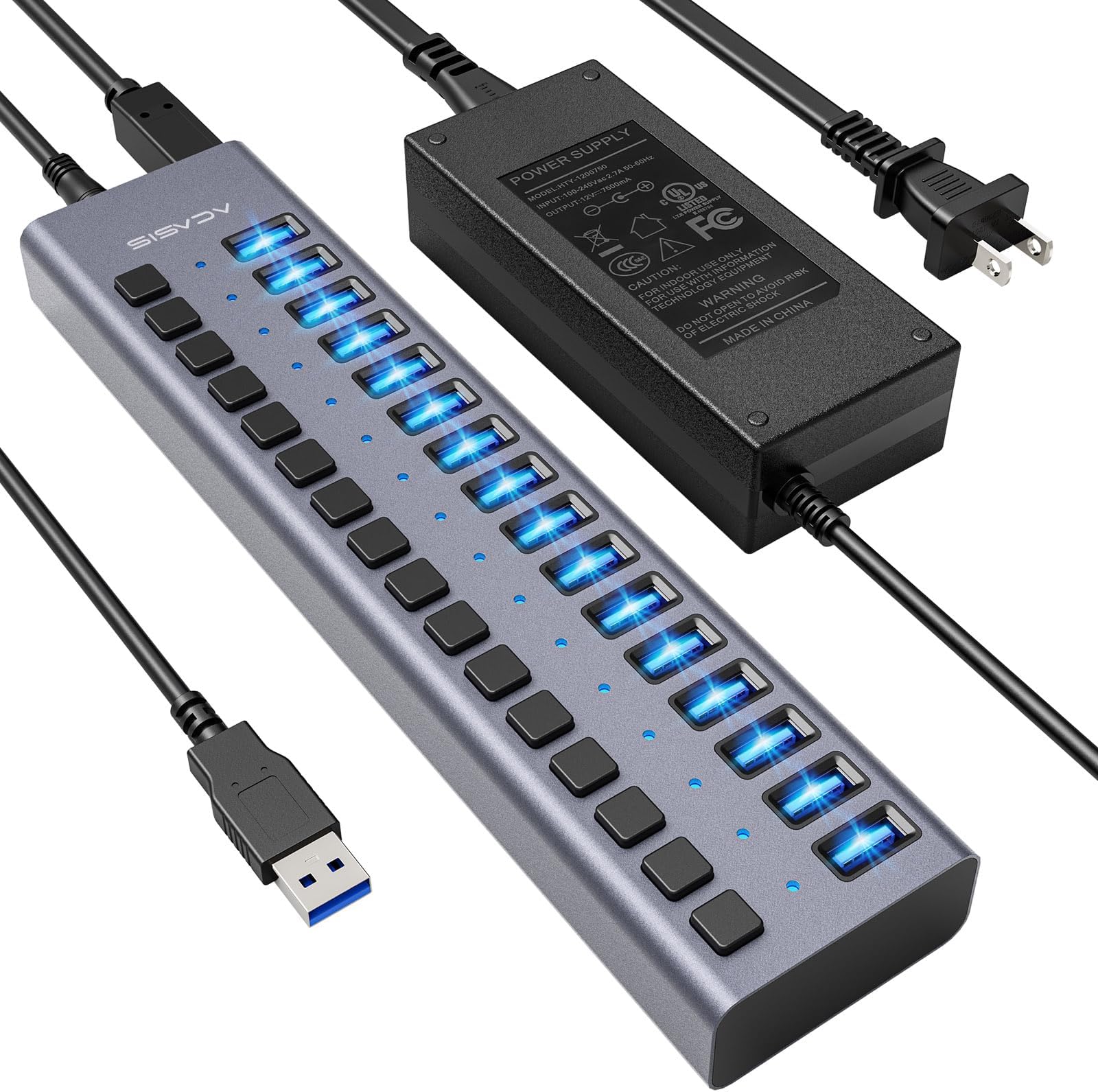 Amazon.com: 90W Powered USB Hub - ACASIS 16 Ports USB 3.0 Data Port ...