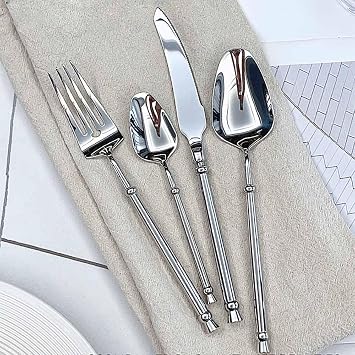 Amazon.com | Silverware Set for 10 Unique 18/10 Stainless Steel 40 ...