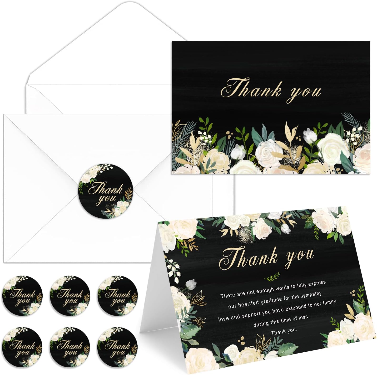 Amazon.com : Funeral Thank You Cards with Envelopes: 24 Pcs Watercolor ...