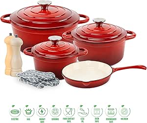 Amazon.com: VAV GET Healthy and Safe, Non-Stick Enameled 7-PCS SET of ...