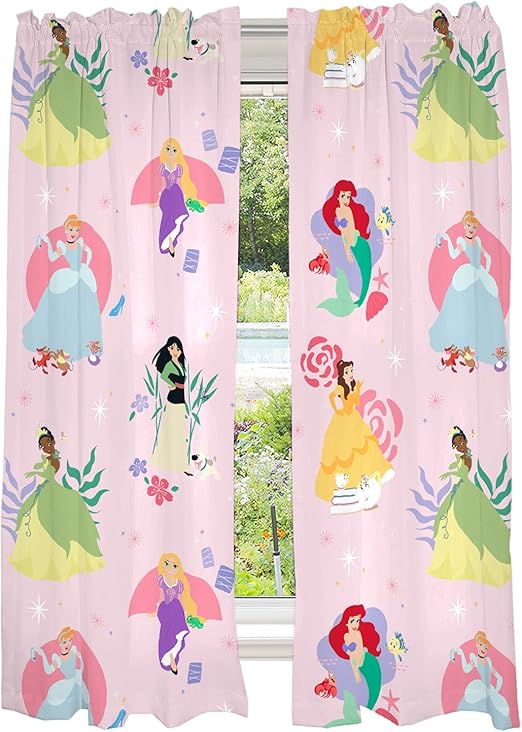 Amazon.com: Disney Princess Kids Room Window Curtains Drapes Set, 82 in ...