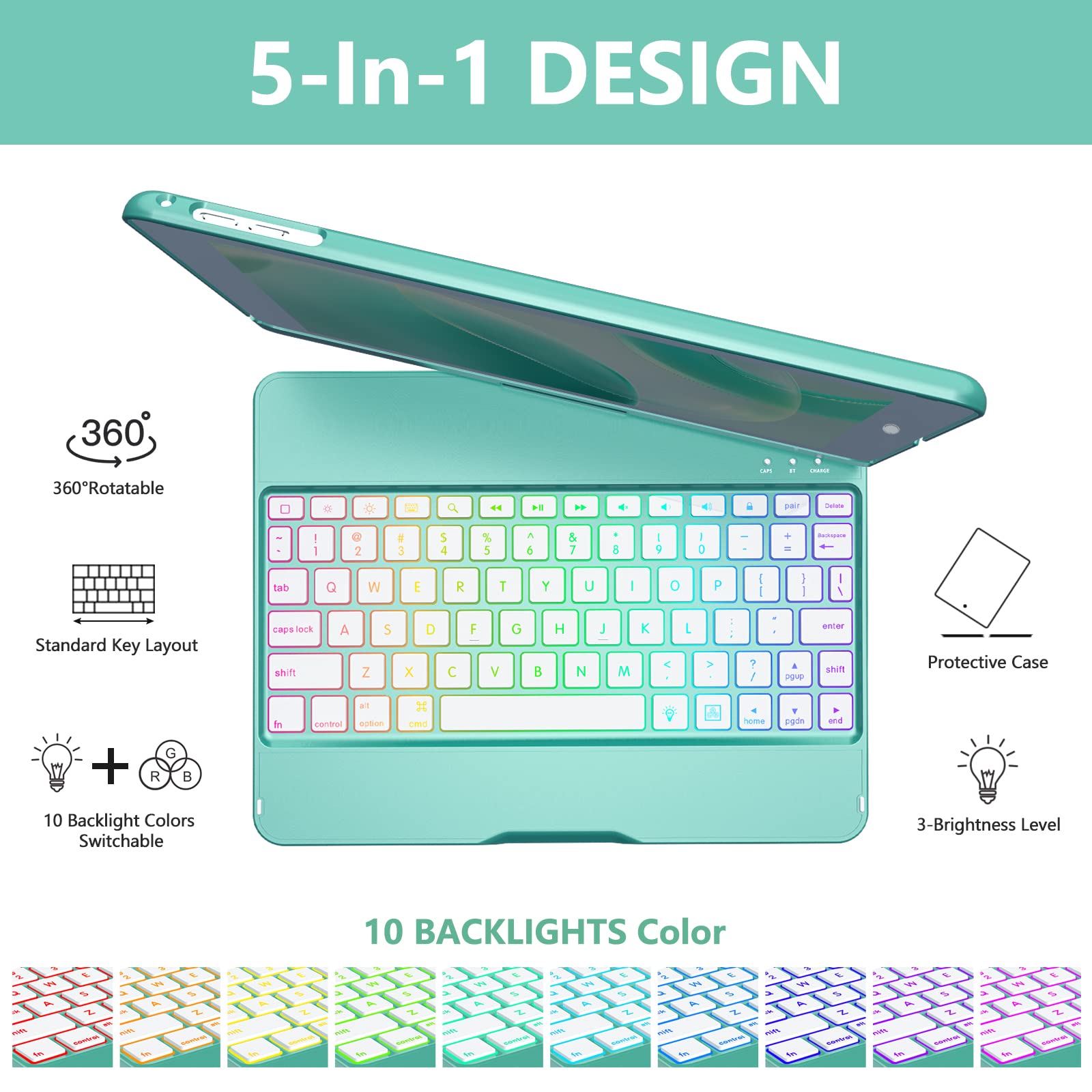 MMK Keyboard Case Compatible for iPad 9.7 Inch 2018 6th Gen, Detachable ...