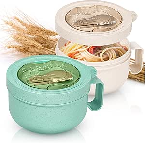 Amazon.com | MATICAN Microwave Soup Bowl with Lid, 2-Pack Soup Mug with ...