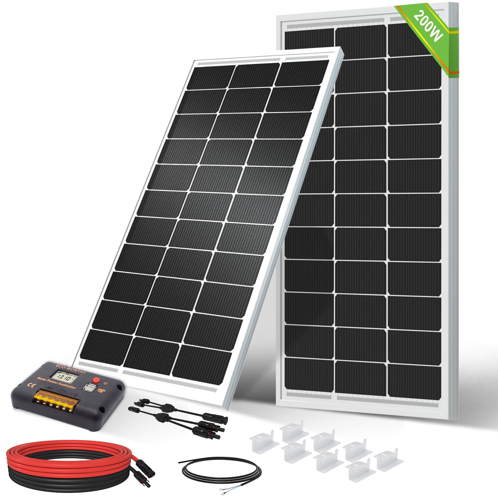 ECO-WORTHY 200 Watts 12 Volts Solar Panel Starter Kit for RV, Camper ...