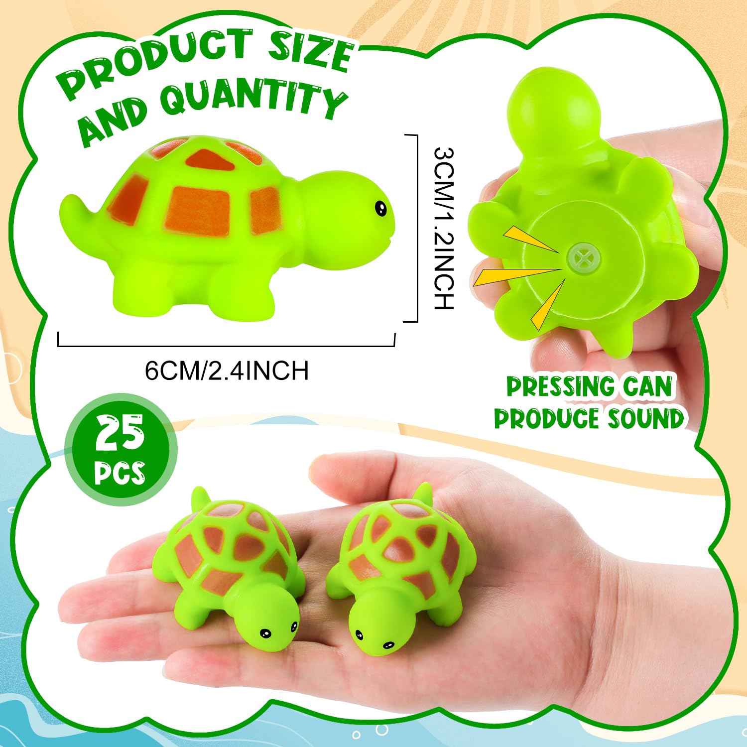 Snapklik.com : 25PCS Mini Rubber Turtle Green Floating Squeaky Sea ...