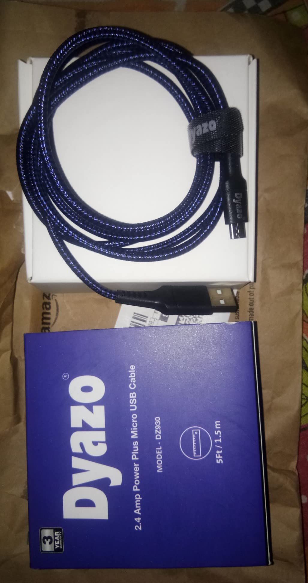 Dyazo 5 Ft 2.4 Amp Micro USB Nylon Braided Extra Tough Unbreakable ...