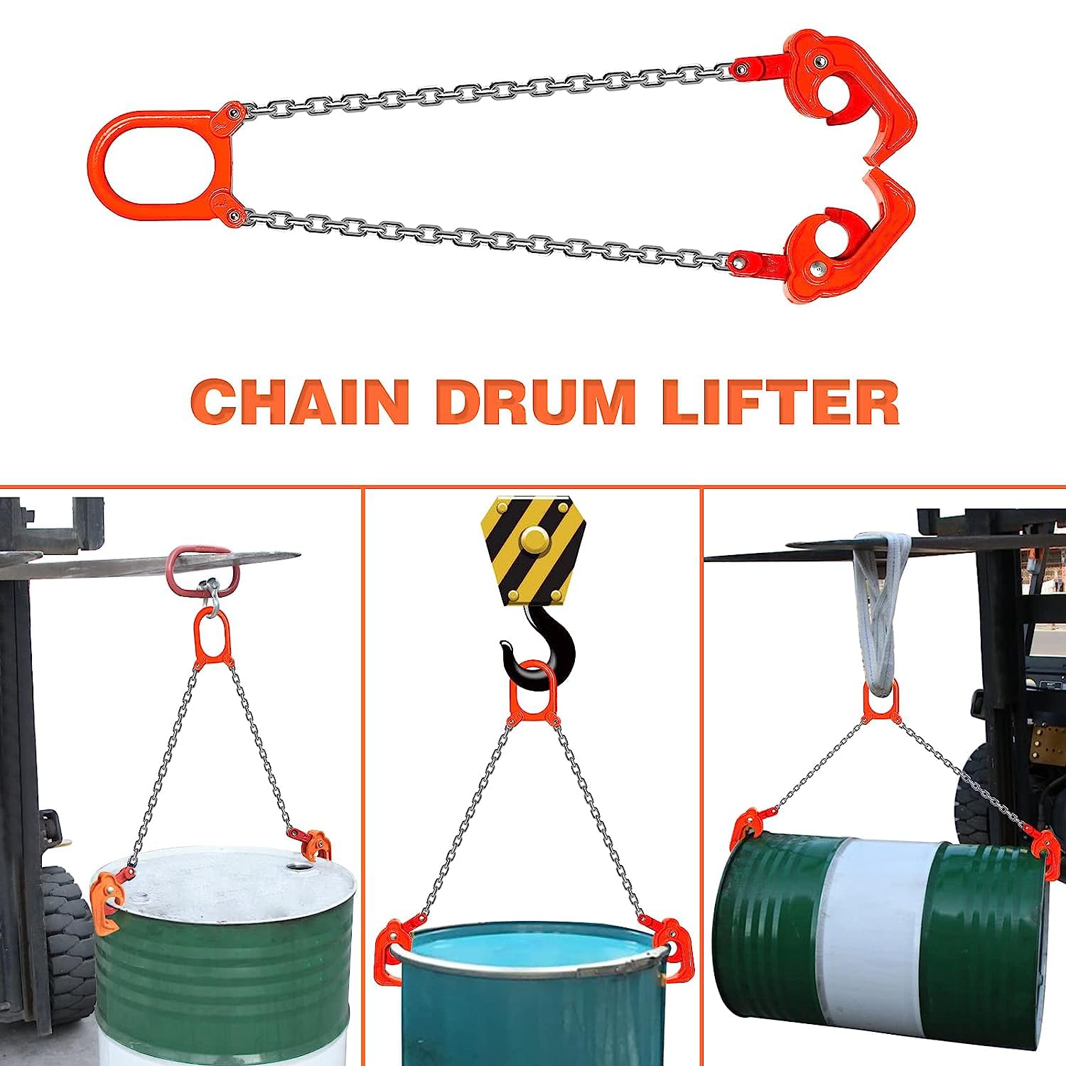 Snapklik.com : Chain Drum Lifter, 2200 Lbs 1Ton Capacity Galvanized G80 ...