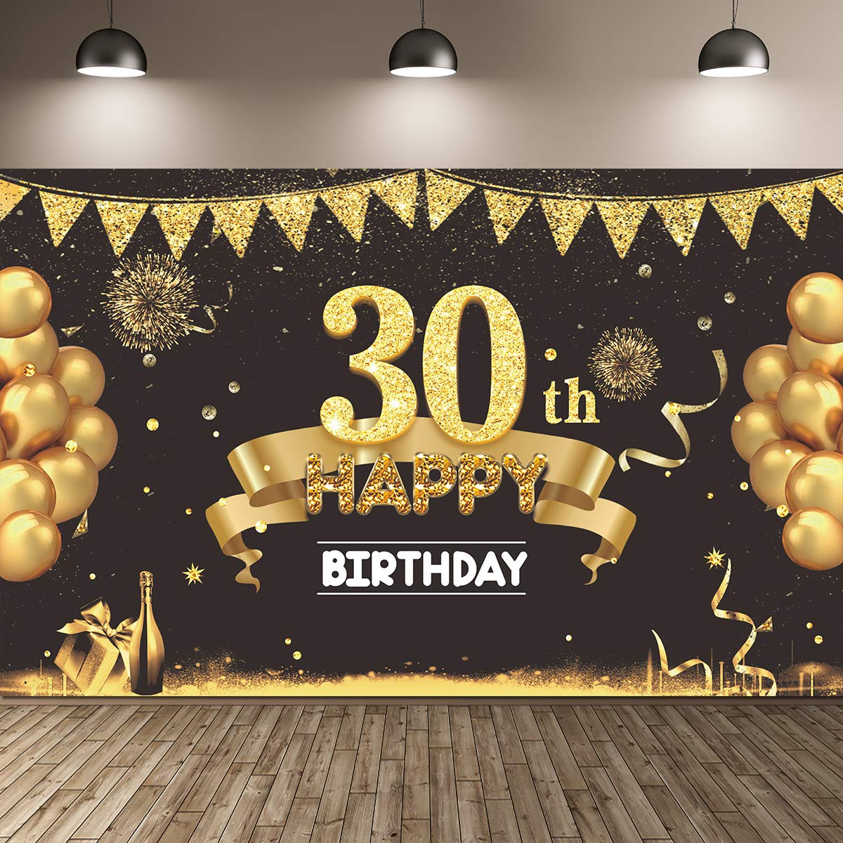 Happy 30th Birthday Party Backdrop Banner 30th Birthday Party ...