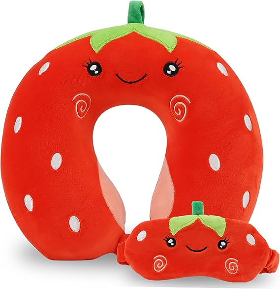 Amazon.com: Kids Neck Pillow for Travel with Sleep Eye Mask, Cute ...