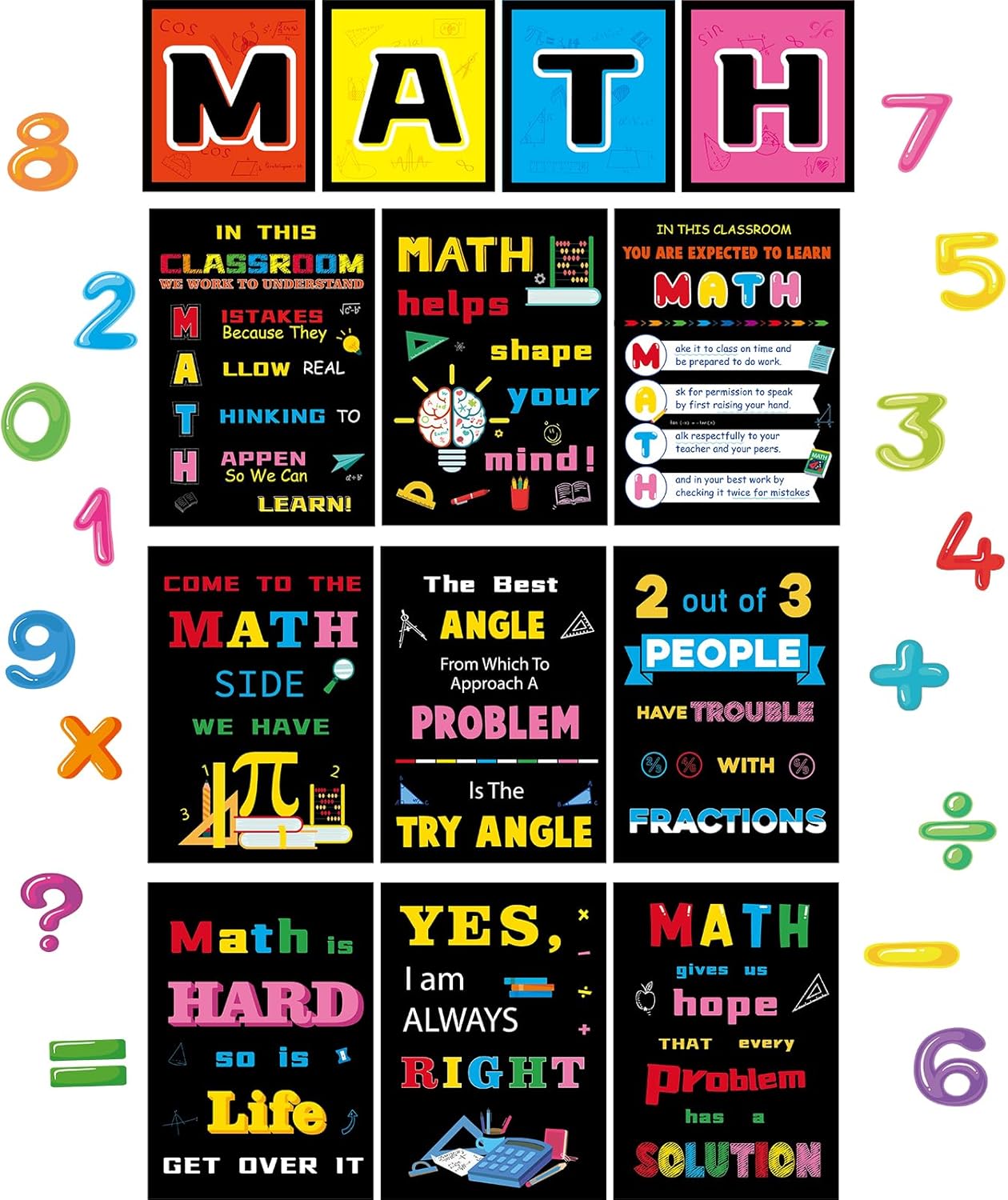 Amazon.com: gisgfim 29Pcs Math Posters Math Bulletin Board Classroom ...