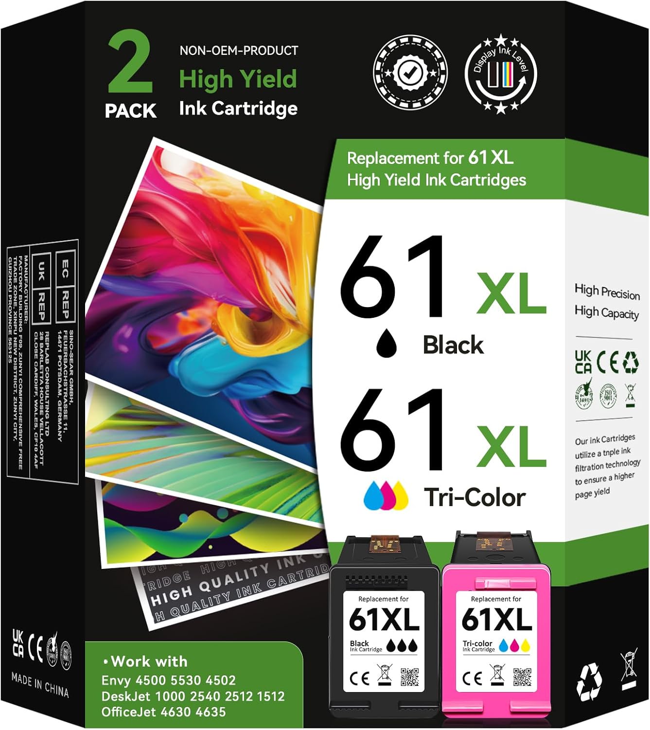 Printer Ink 61XL for HP 61 Ink Cartridge Combo Pack Replacement for HP ...