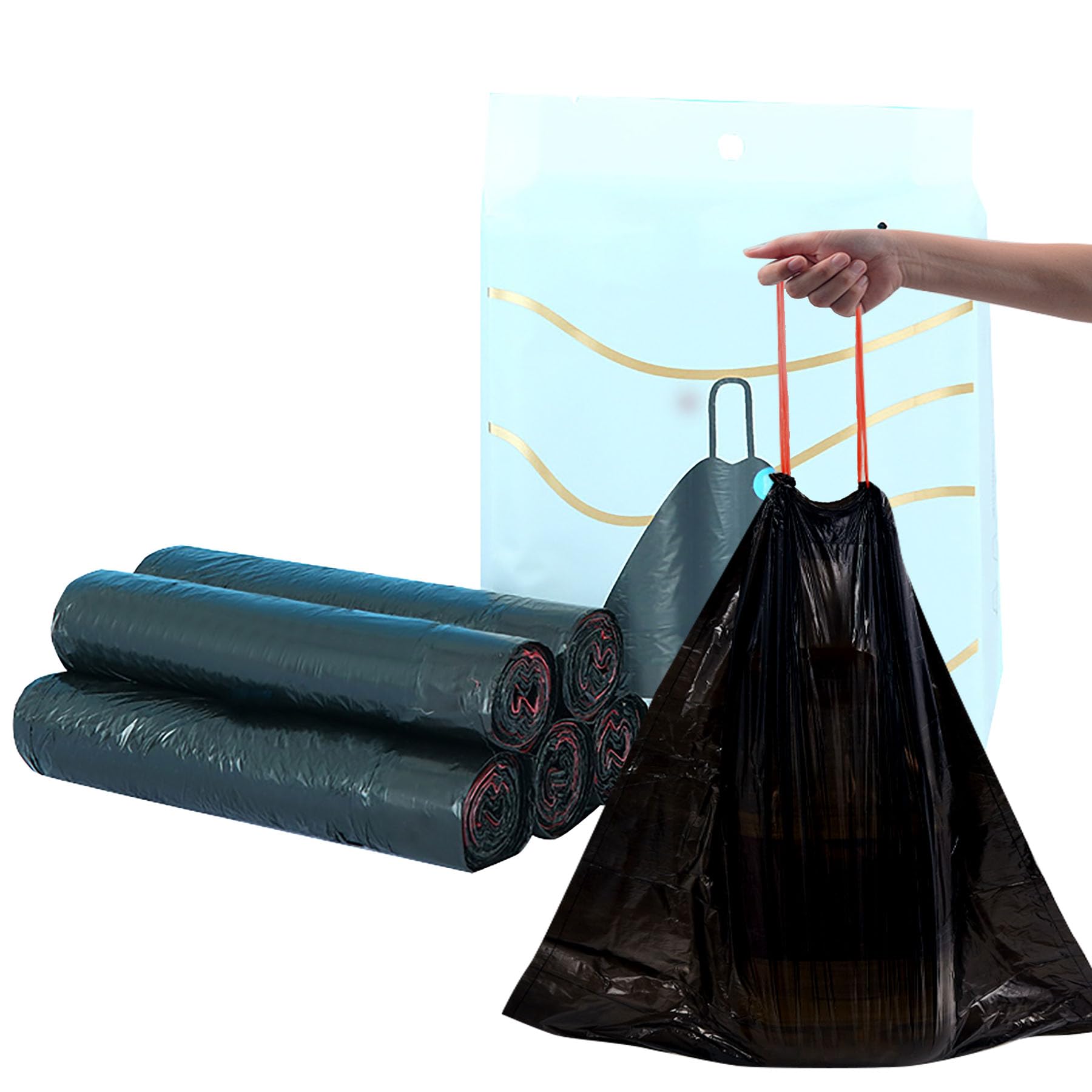 Amazon.com: 75 Count Small Trash Bags 4 Gallon Black Mini Drawstring ...