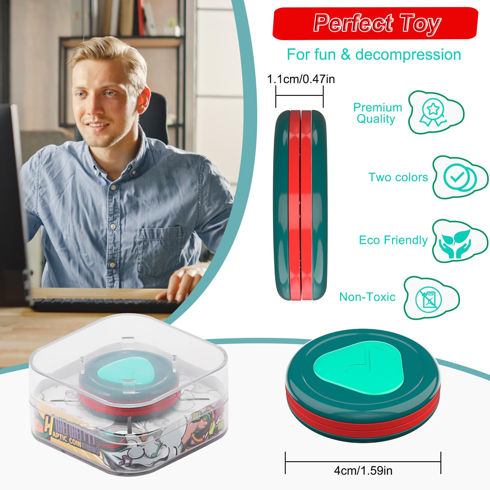 Snapklik.com : Fidget Slider Coin Toy Haptic Coin Blue Plastic Fidget ...