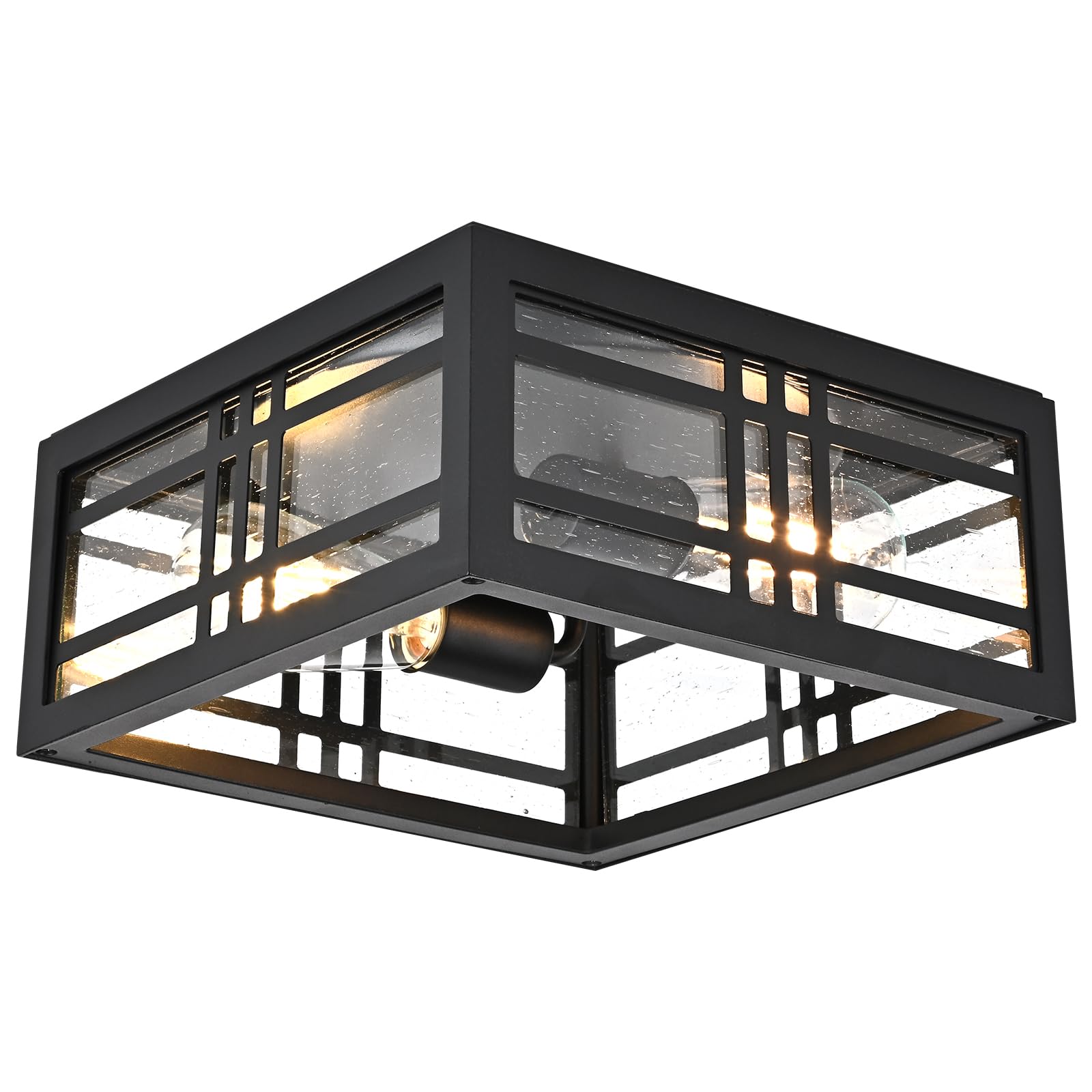 odorpower Square Ceiling Light Fixture Flush Mount Ceiling Light Black ...