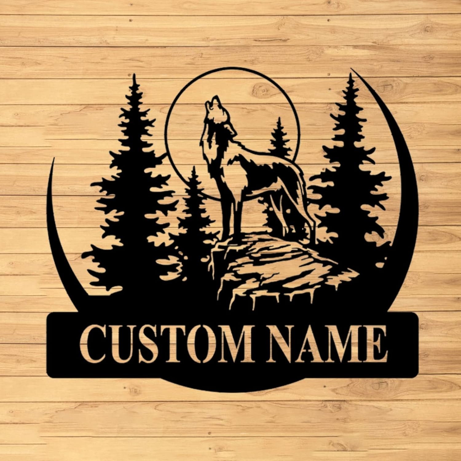 Amazon.com : Custom Wolf Metal Wall Sign - Personalized Wolf Metal Wall ...