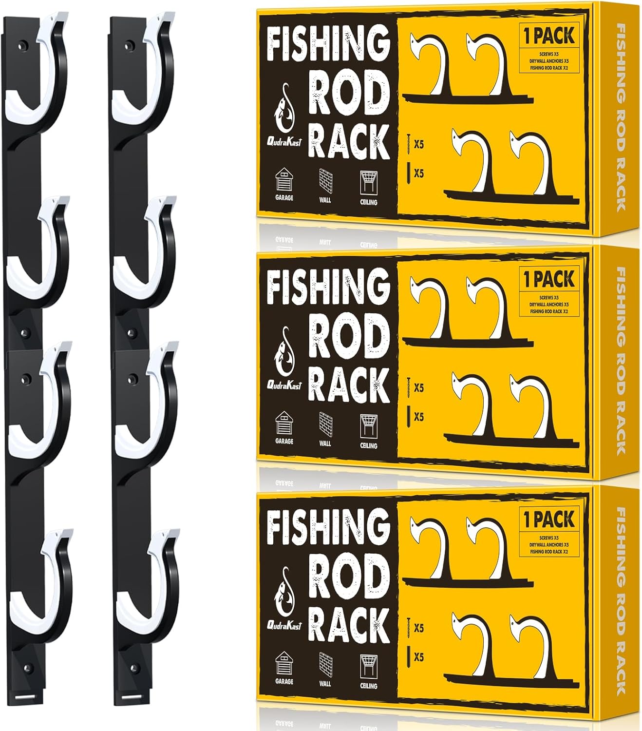 Amazon.com: QudraKast Horizontal Fishing Rod Holder for Garage Wall ...