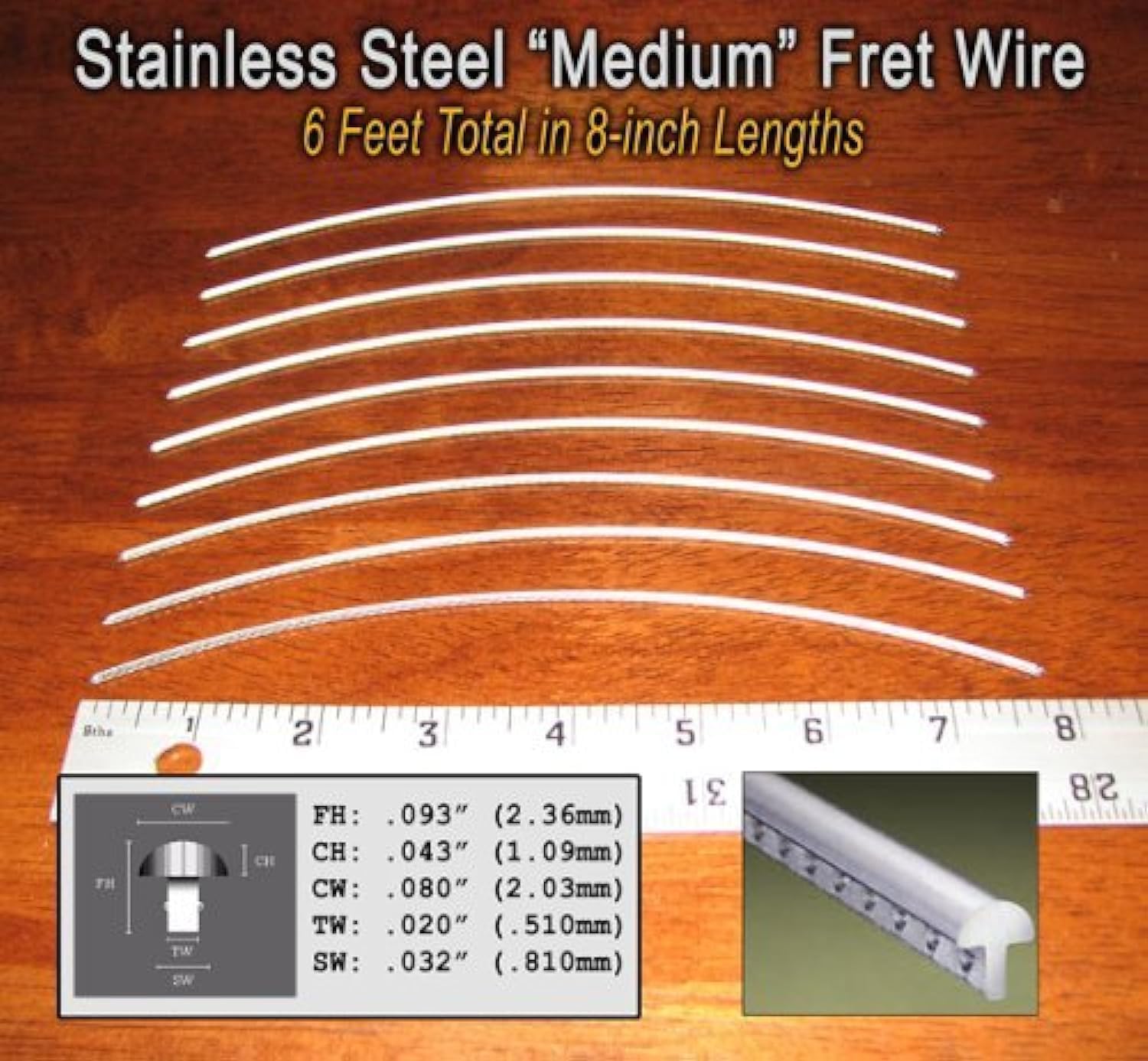 Amazon.com: Guitar Fret Wire - Super-durable Stainless Steel Medium ...