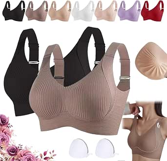 RJDJ Super Firming Bra Wire-Free Push-Up Bra, Women's Ribbed Push Up ...
