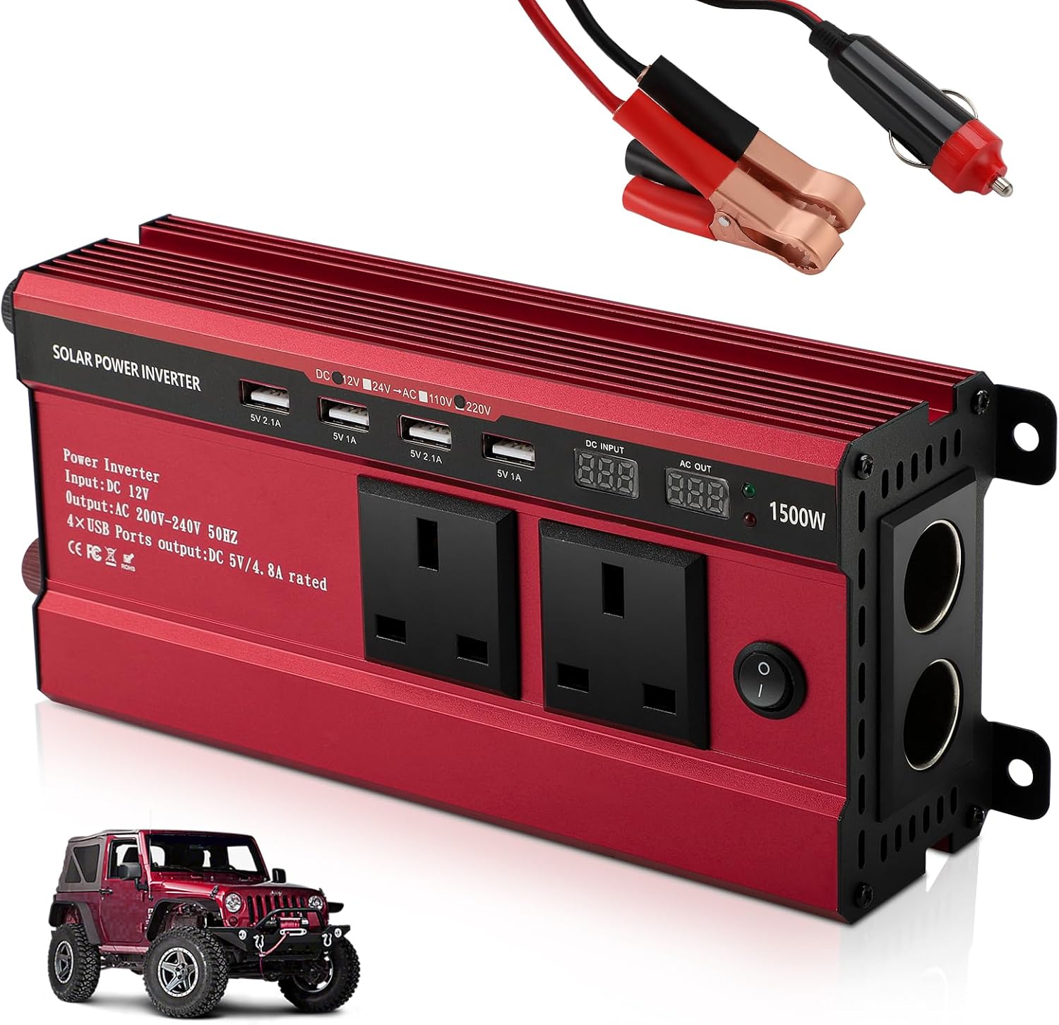 1500W Power Inverter, Car Power Inverter 12V to 240V, AC Car Converter ...